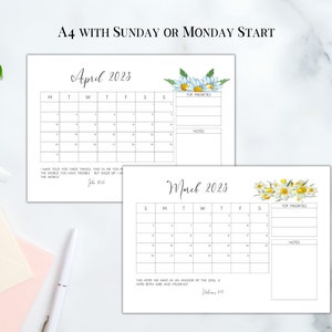 2023 Bible Verse Watercolor Floral Calendar (Instant Download) - Etsy