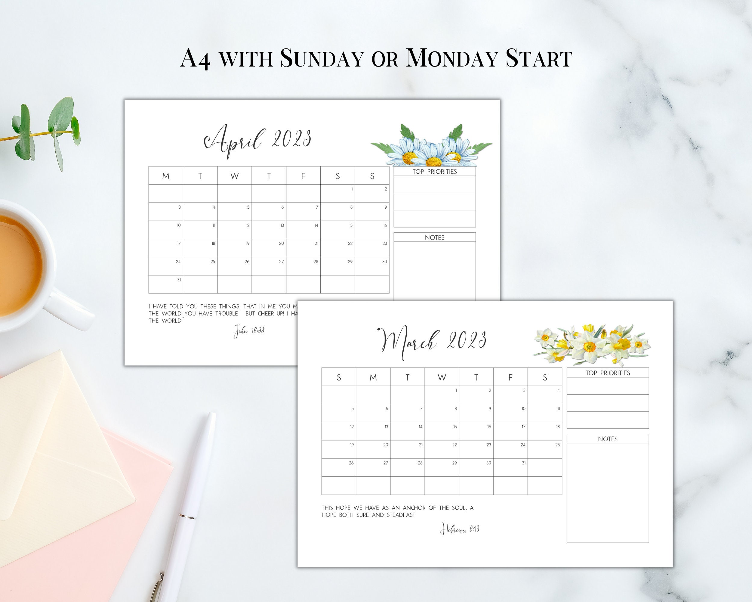 2023 Bible Verse Watercolor Floral Calendar (Instant Download) - Etsy