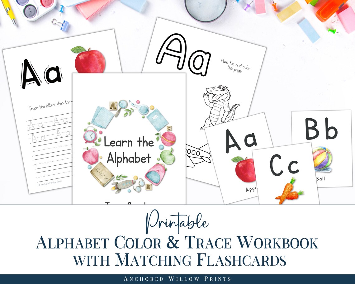 Printable Alphabet Workbook and Flash Cards, Master Letter Recognition ...