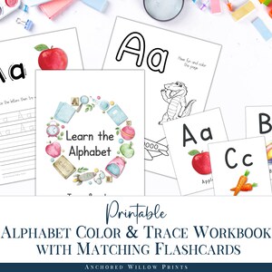 Printable Alphabet Workbook and Flash Cards, Master Letter Recognition ...