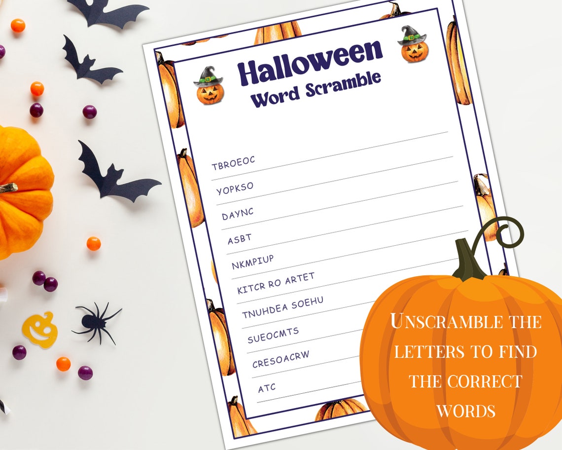 Halloween Word Scramble Printable Family and Classroom Game - Etsy
