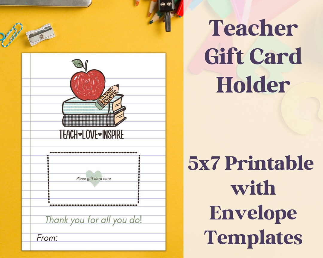 Teach Love Inspire Printable Gift Card Holder Teacher - Etsy