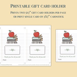 Teach Love Inspire Printable Gift Card Holder, Teacher Appreciation ...