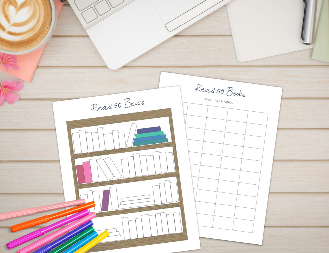 Reading Tracker Printable, Bookshelf Coloring Page, Homeschool Reading ...