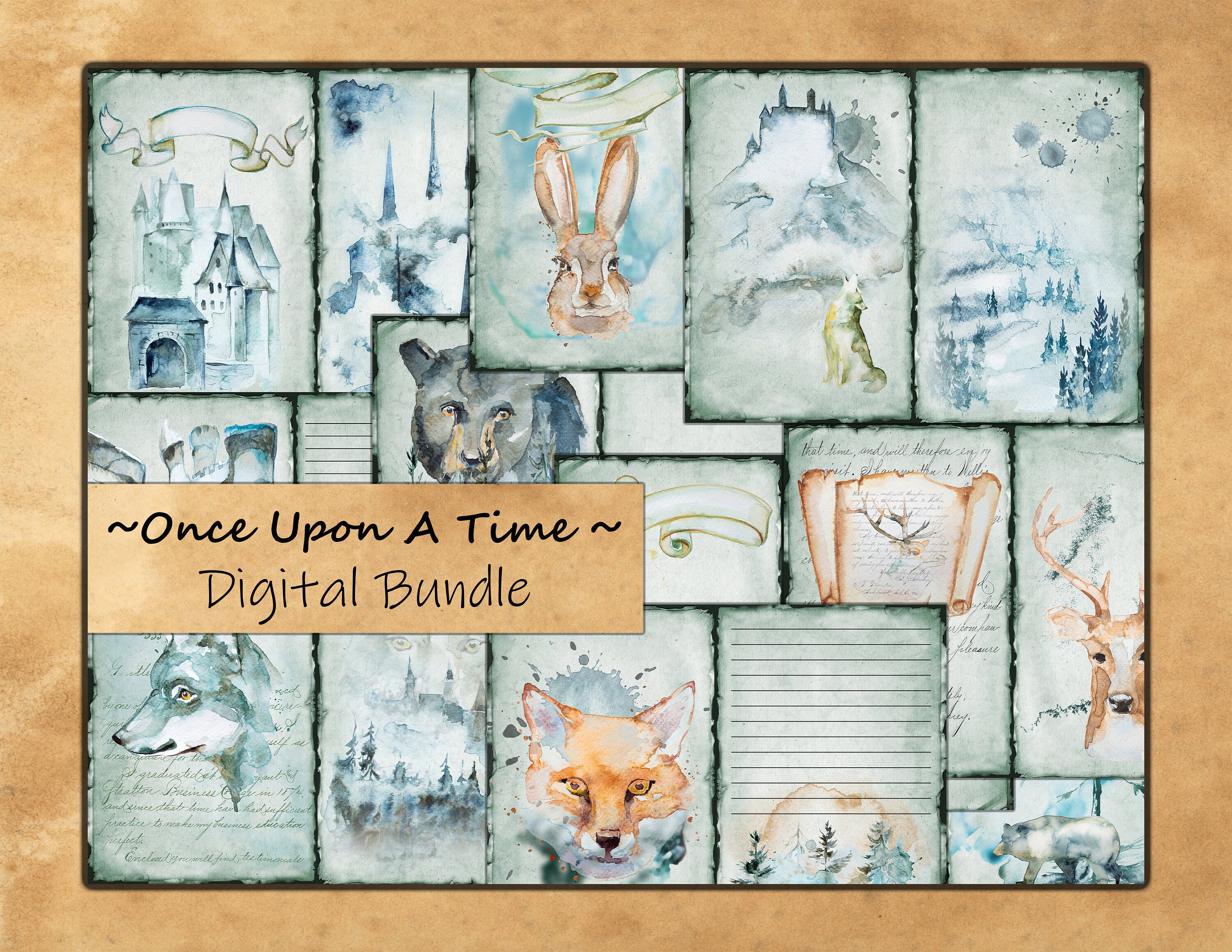 Once Upon A Time Digital Paper Pack, Set of 10 Printable Pages ...
