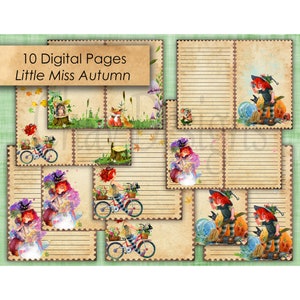 Little Miss Autumn Set of 10 Digital Papers Junk Journal - Etsy