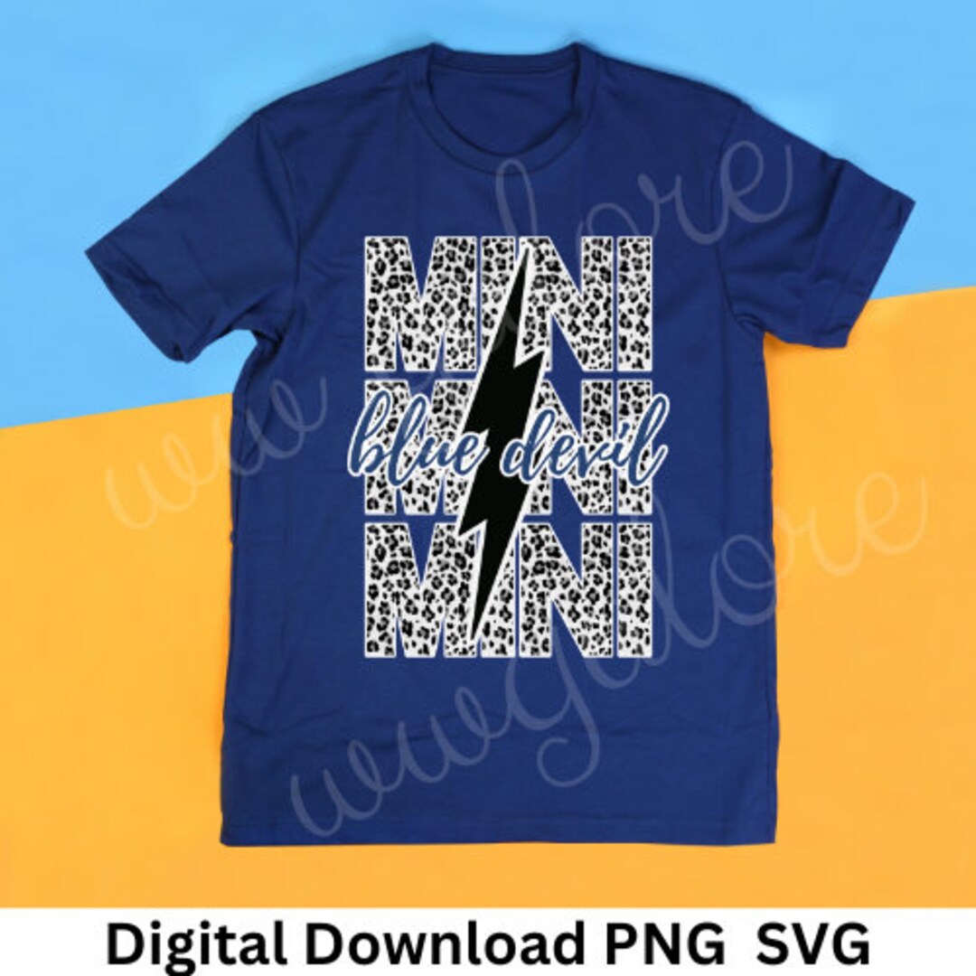 Mini Blue Devil PNG With Lightning Bolt and Leopard Print - Etsy
