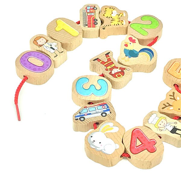 Children's Toddler Wooden Toy Threading Beads With Numbers - Etsy.de