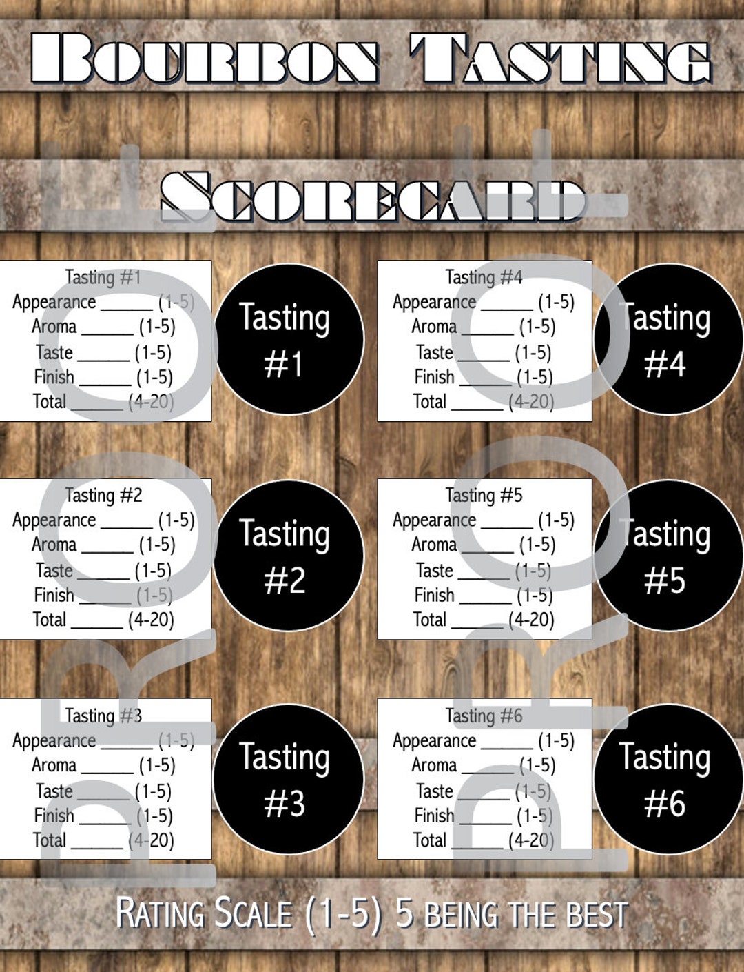 Blind Tasting Bourbon Whiskey Taste Test Notes Scorecard - INSTANT ...