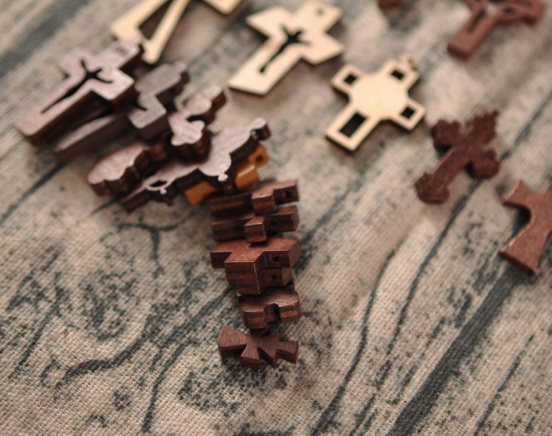20pcs Cross,32 Different Wood Cross,wooden Cross Beads,cross Pendant ...