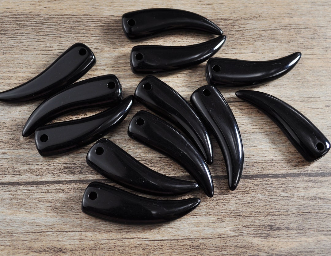 Acrylic Tooth Supply, 10-100pcs Acrylic Black Sharp Animal Teeth ...