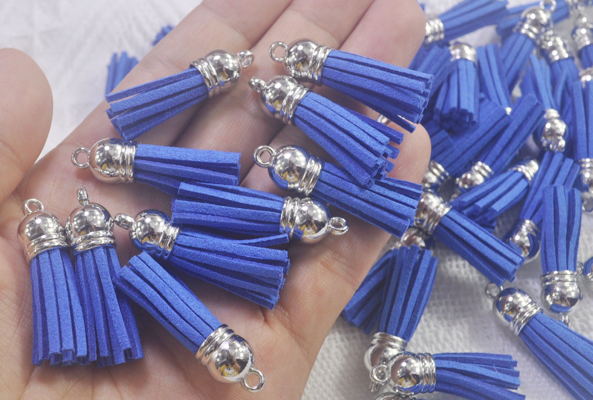 50 Blue Tassels, 1.5'', Faux Suede Leather Tassles,leather Tassels ...
