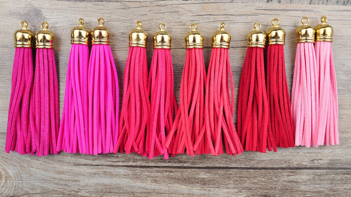 10 X 32 Colors Leather Tassels,85mm Faux Leather Tassels for Craft ...