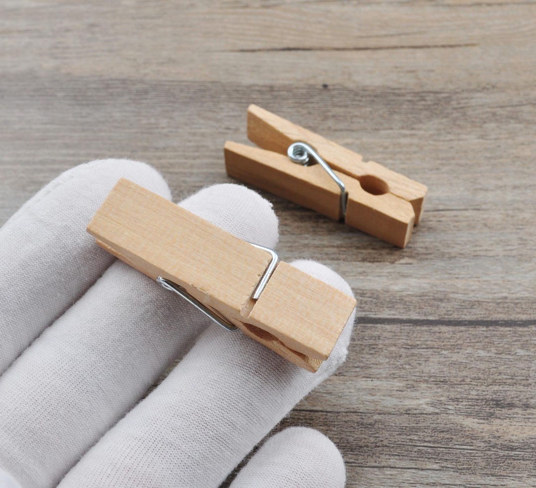 10pcs 46mm（1.8 Inch） Unfinished Natural Wood Cloth Clips Clothespins ...