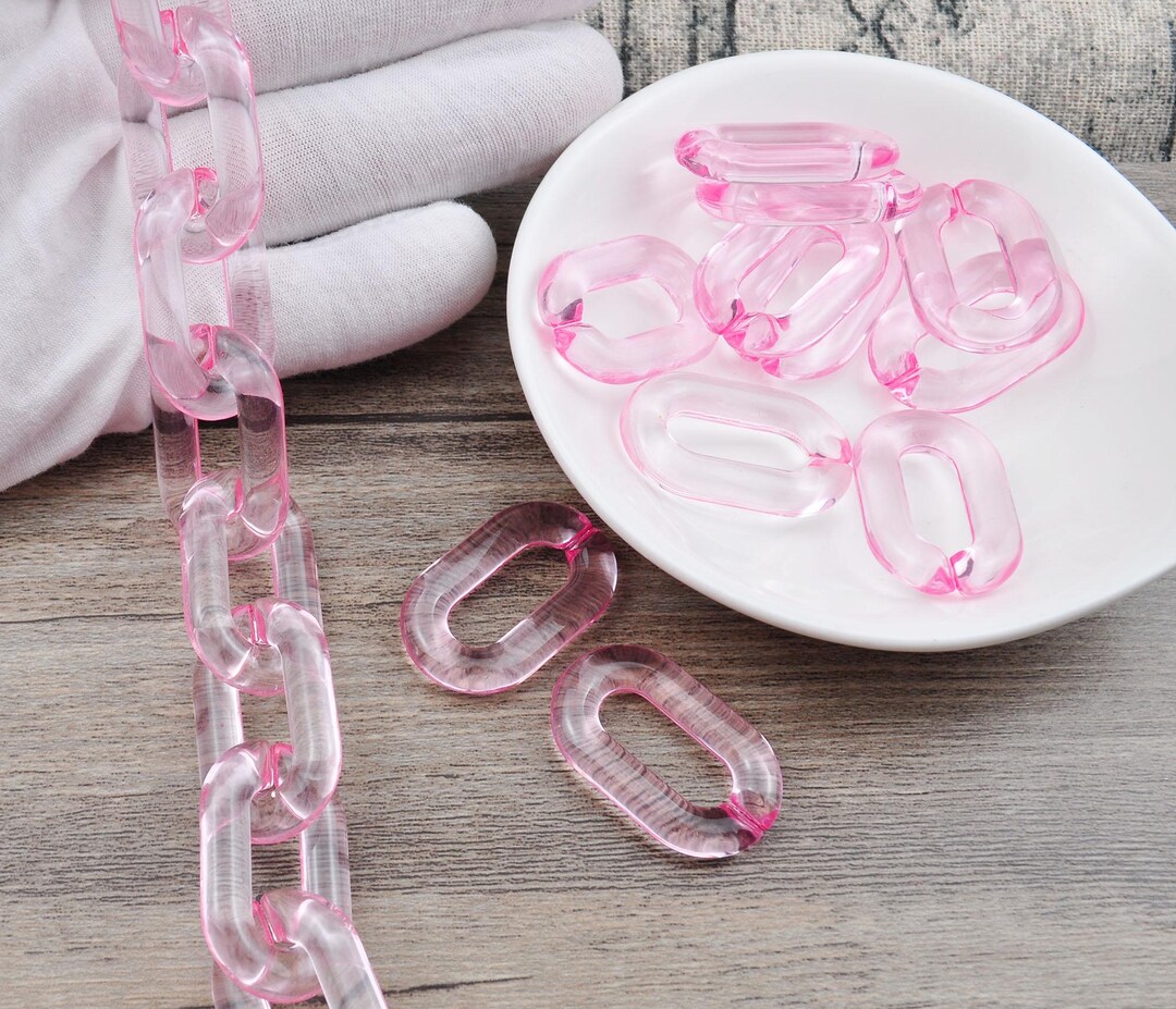 Transparent Pink Large Acrylic Curb Chain Links,oval Plastic Chain for ...