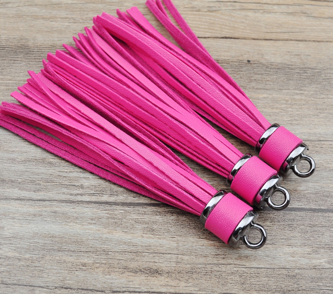10cm PU Leather Tassel for Key Chain,1 Light Rose Handmade Tassel ...