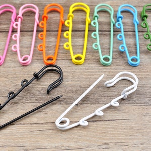 10pcs 60mm Colorful 3 Loop Kilt Pin Safety Pins Brooch Blank Base ...
