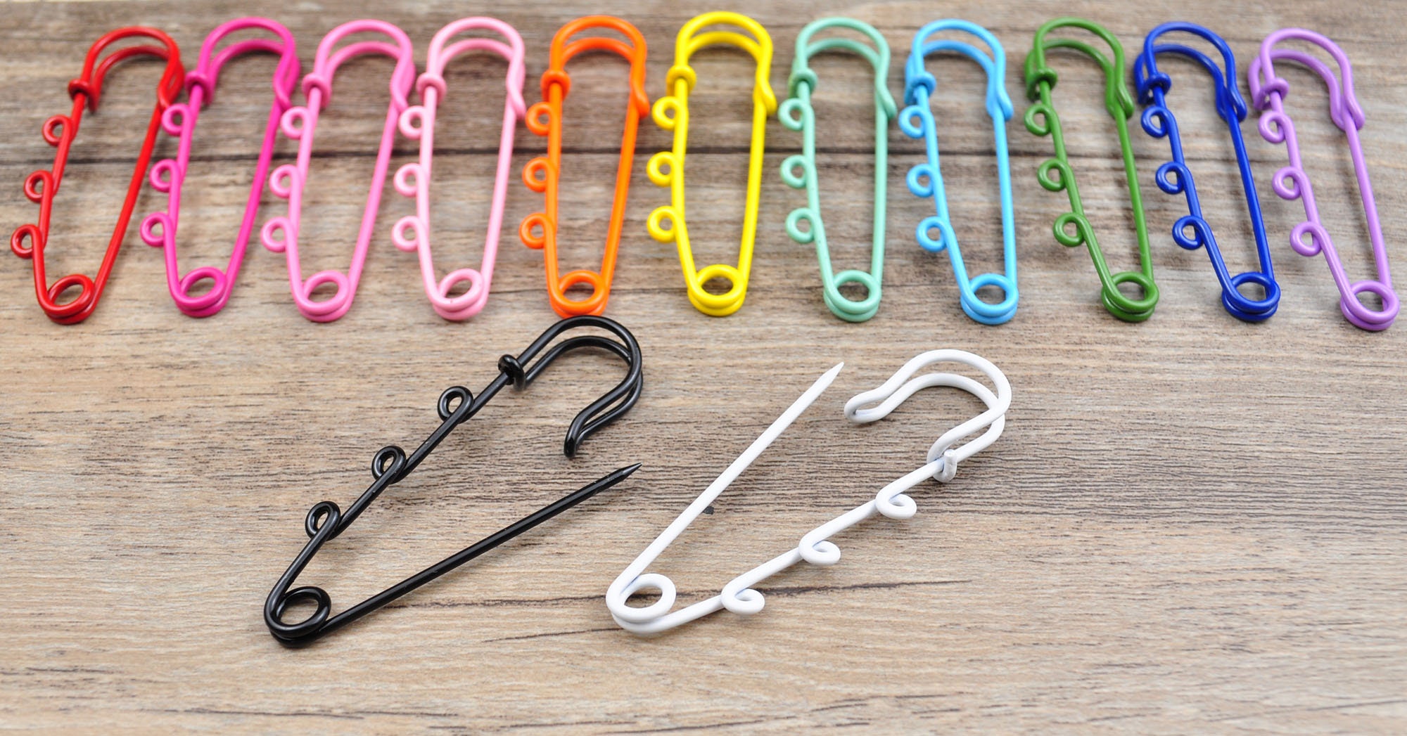 10pcs 60mm Colorful 3 Loop Kilt Pin Safety Pins Brooch Blank Base ...