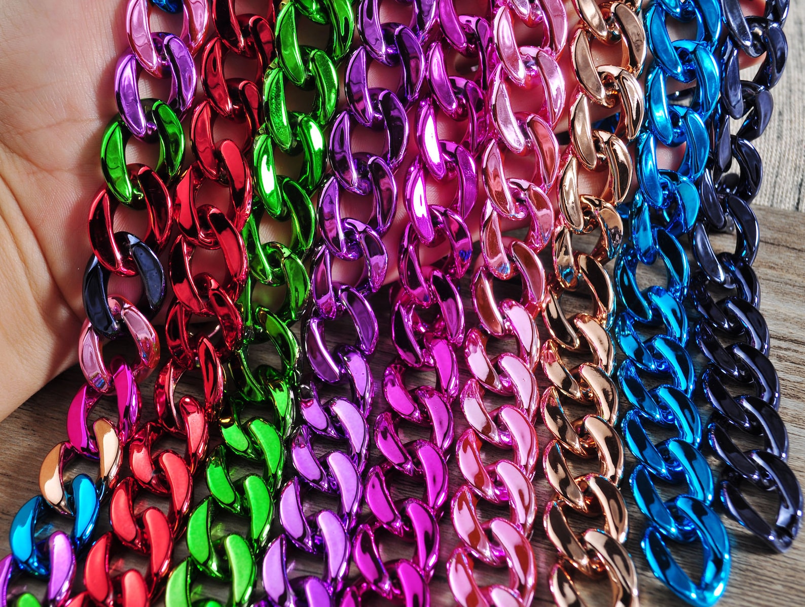 Plastic Link Chain,uv Plated ABS Plastic Curb Chain Link,flat Twist ...