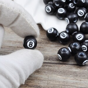 50pcs Black White Number 8 Beads,8 Ball Black Acrylic Beads, 8 Ball ...