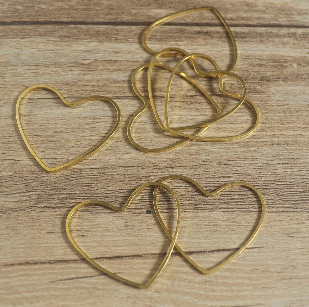 50pcs/100pcs of Raw Brassbrass Heart Link Connectors,heart Shape ...