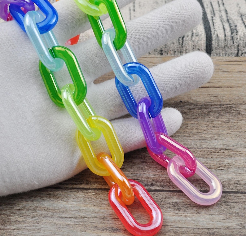 Large Acrylic Curb Chain Links，open Link，uv Colors Plastic Chain Links ...