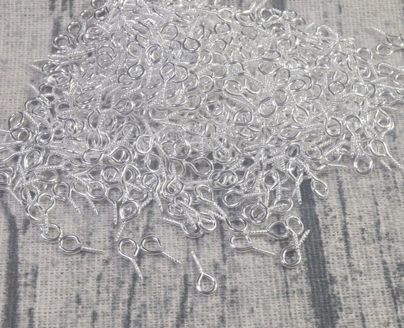 100, 300, 500 Pieces Tiny Silver Eye Screws for Pendants, Screw Eye ...