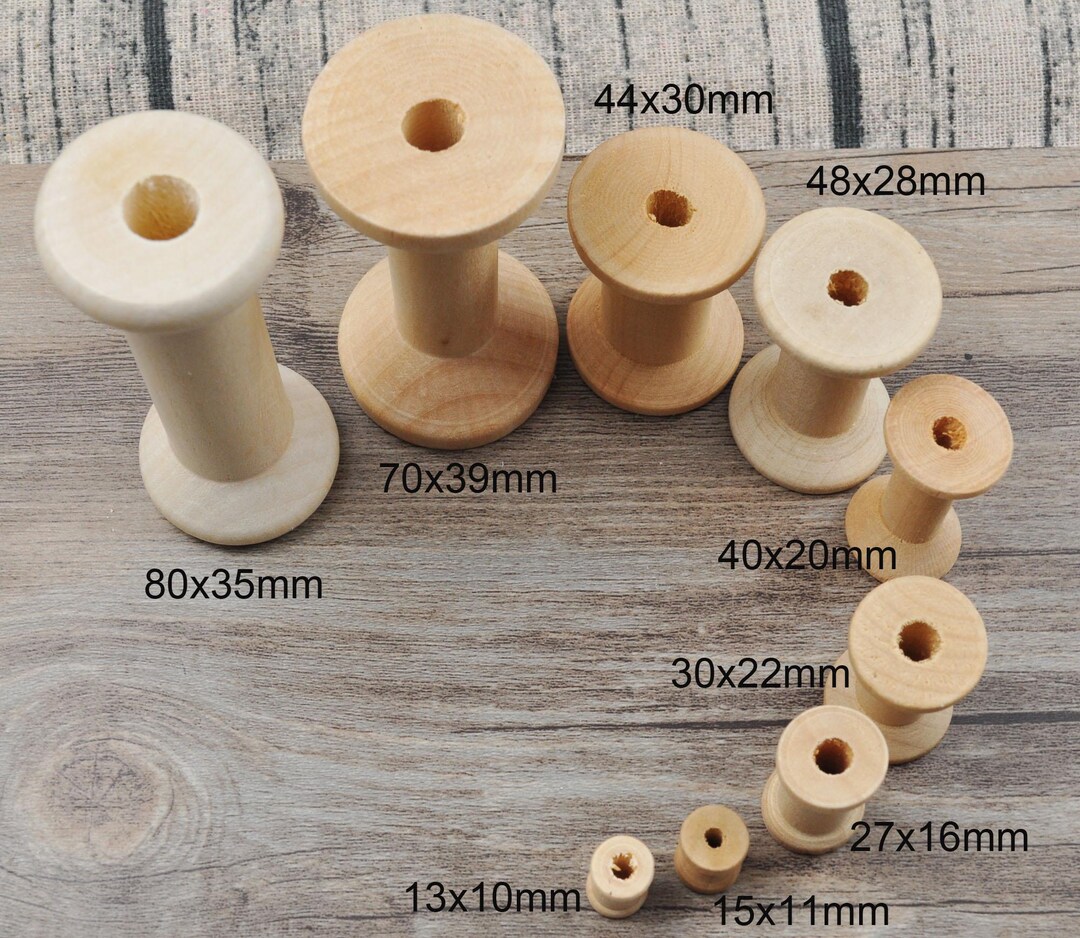 Wood Spool,unfinished Wooden Bobbins,wood Bobbin Spools,natural Color,9 ...