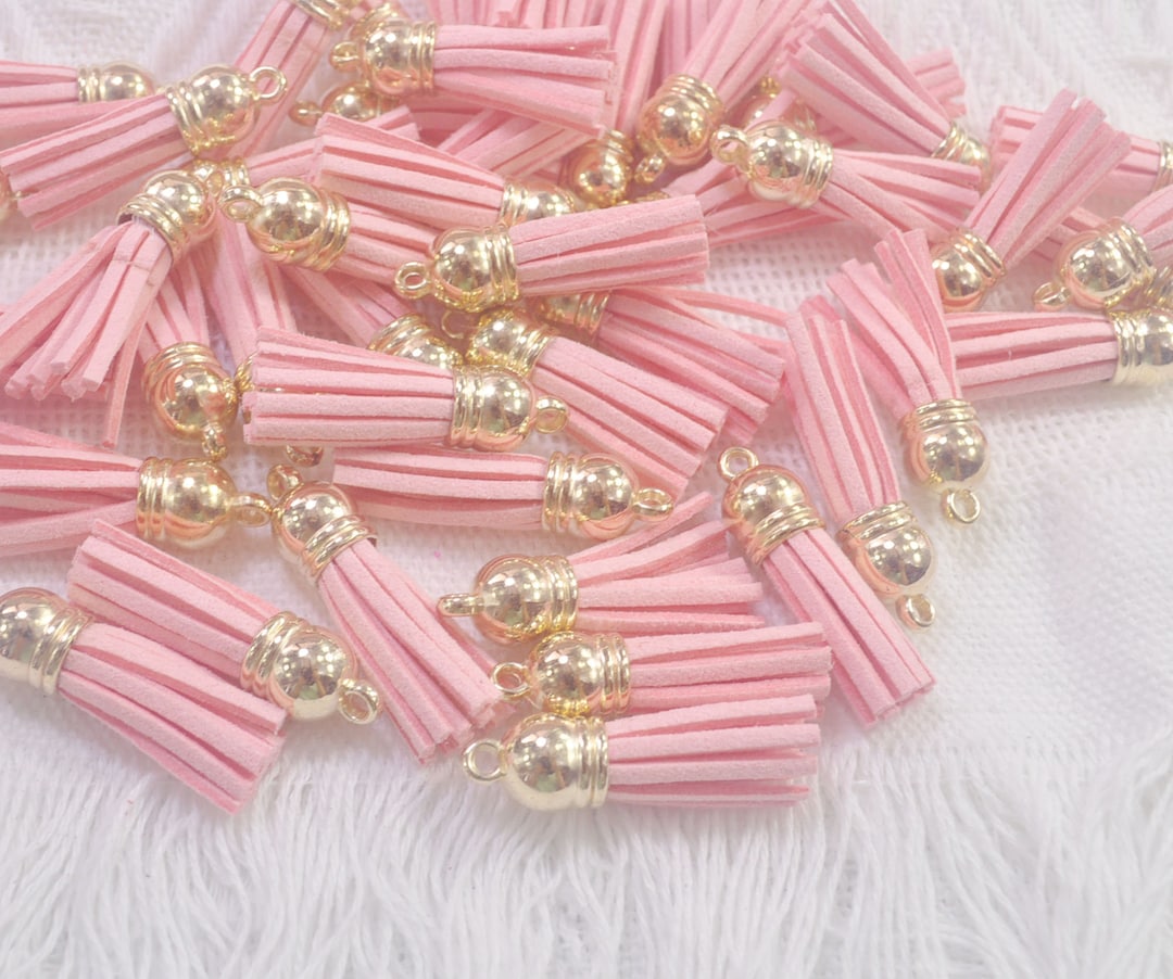 50 Light Pink Tassels, 1.5'', Faux Suede Leather Tassles Charm, Tassels ...