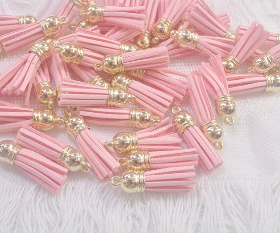 50 Light Pink Tassels 1.5'' Faux Suede leather | Etsy