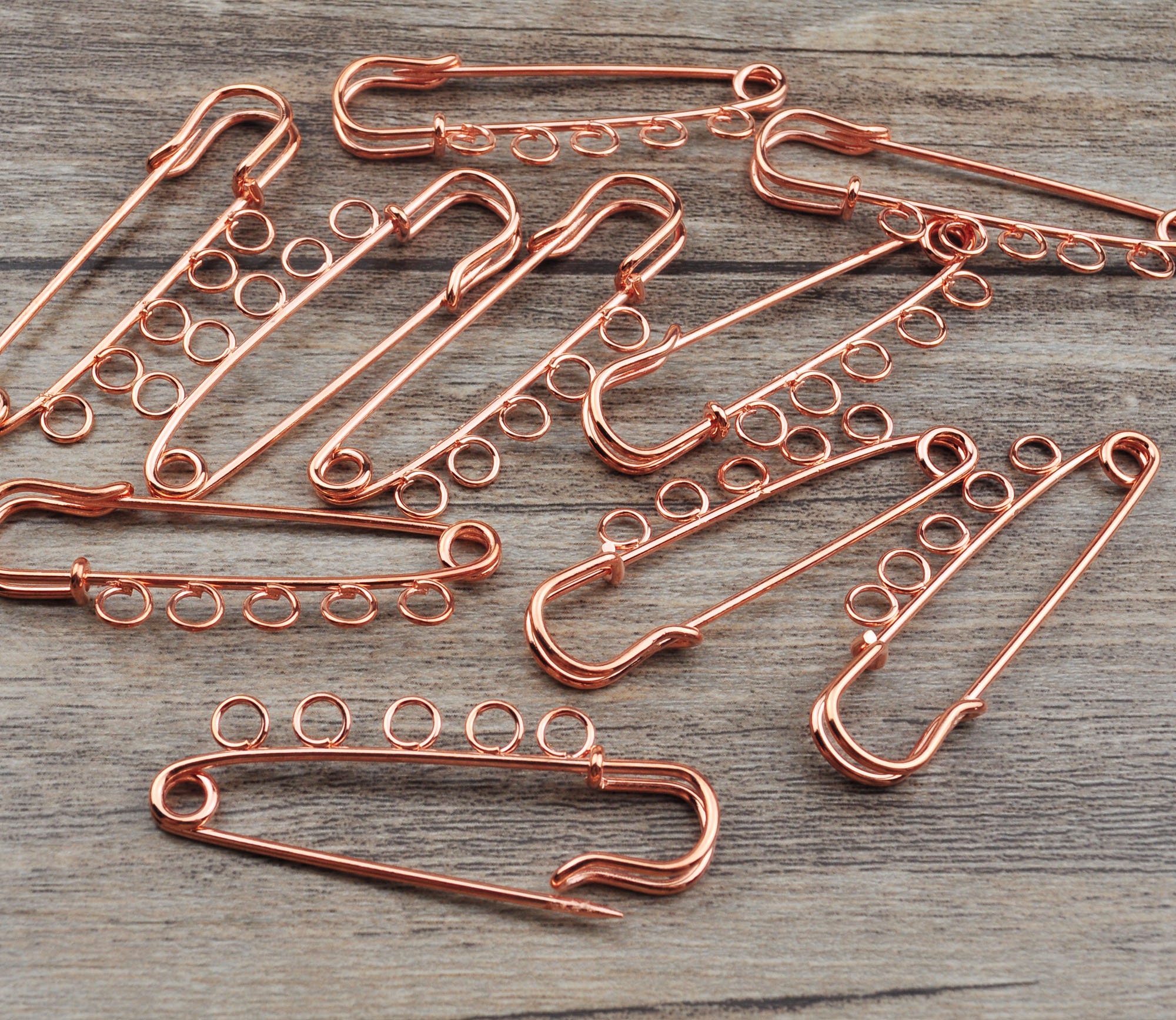 10pcs 50mm Metal 3 Loop/5 Loop Kilt Pin Safety Pins Brooch Blank Base ...