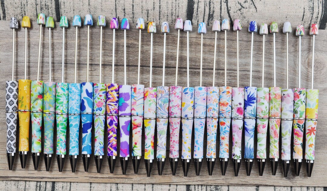 1-10 Flower/leaves Beadable Pens,plant Printed Beadable Pens,diy ...