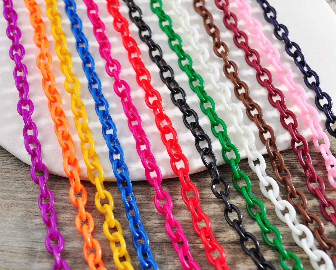 5-100pcs Small Colorful Plastic Chain,plastic Chain for Necklaces,15.7 ...