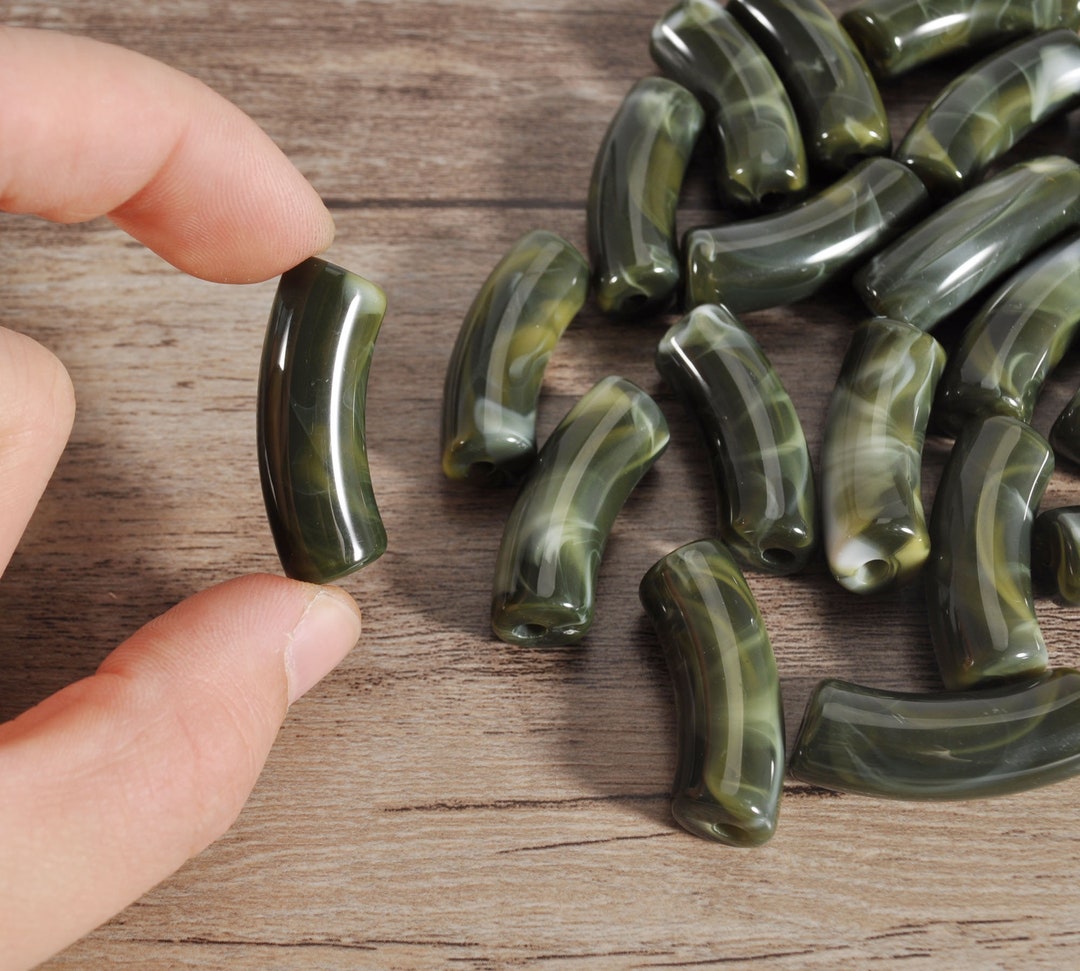 12mm X 35mm Army Green Acrylic Tube Beads,12mm Large Marble Acrylic ...