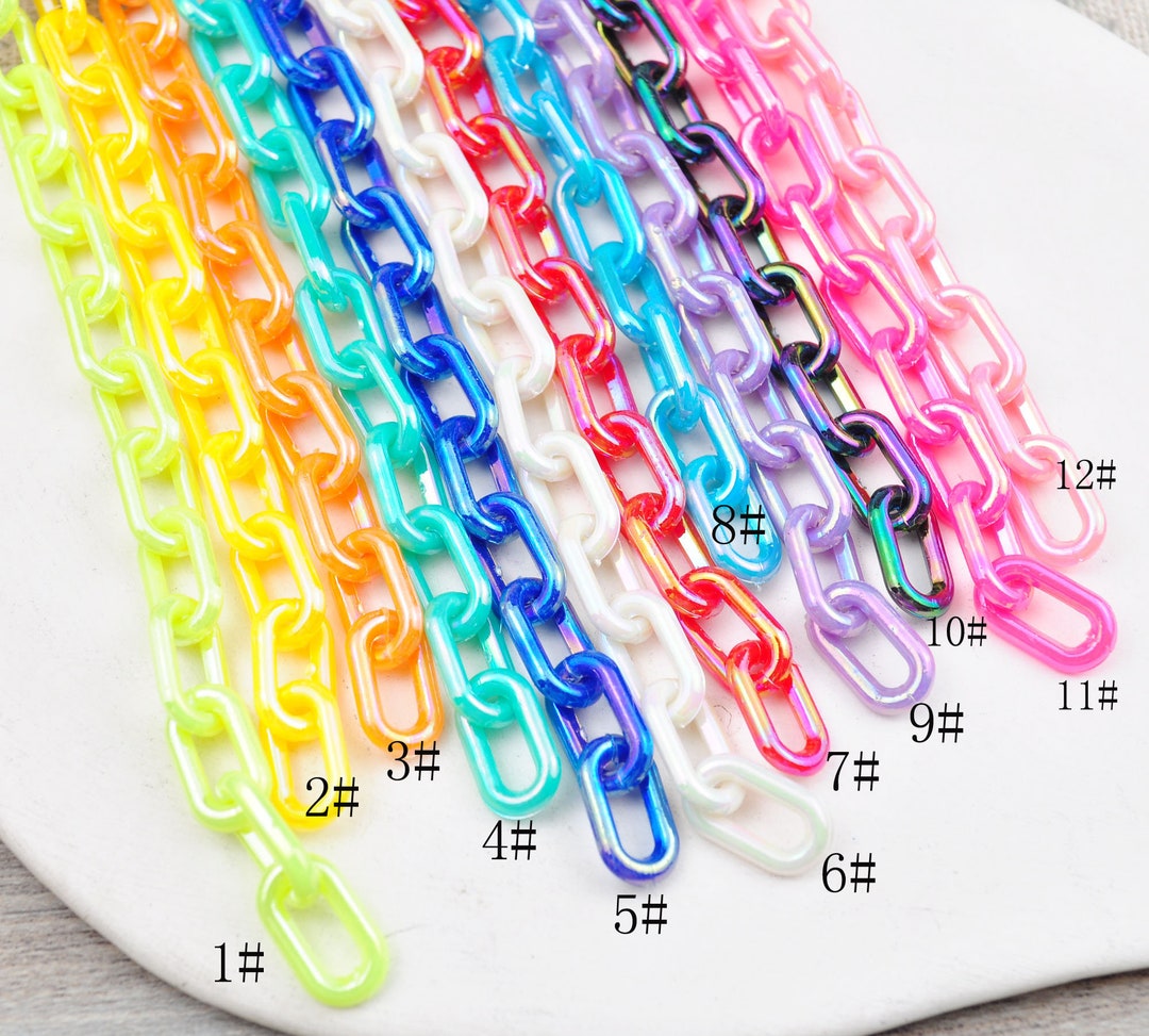 5-100pcs AB Color Small Oval Plastic Chain,plastic Chain for Necklaces ...
