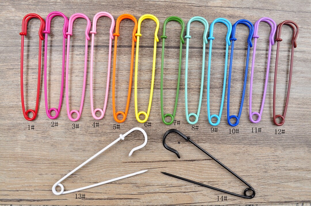10pcs 75mm Colorful Metal Safety Pins Brooch Blank Base Brooch Pins for ...
