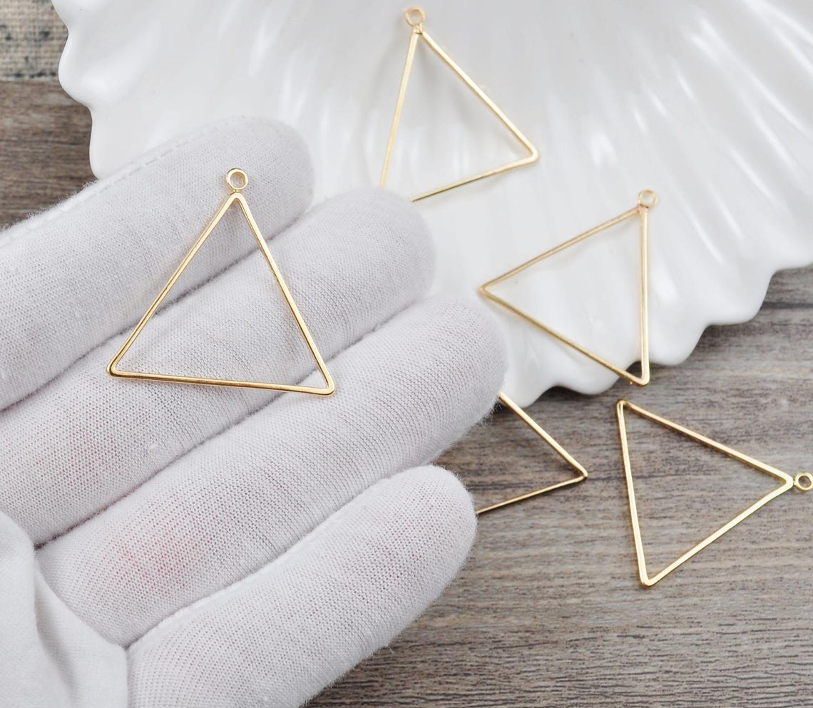 20pcs/50pcs KC Gold Triangle Earring Charms,brass Triangle Shaped ...