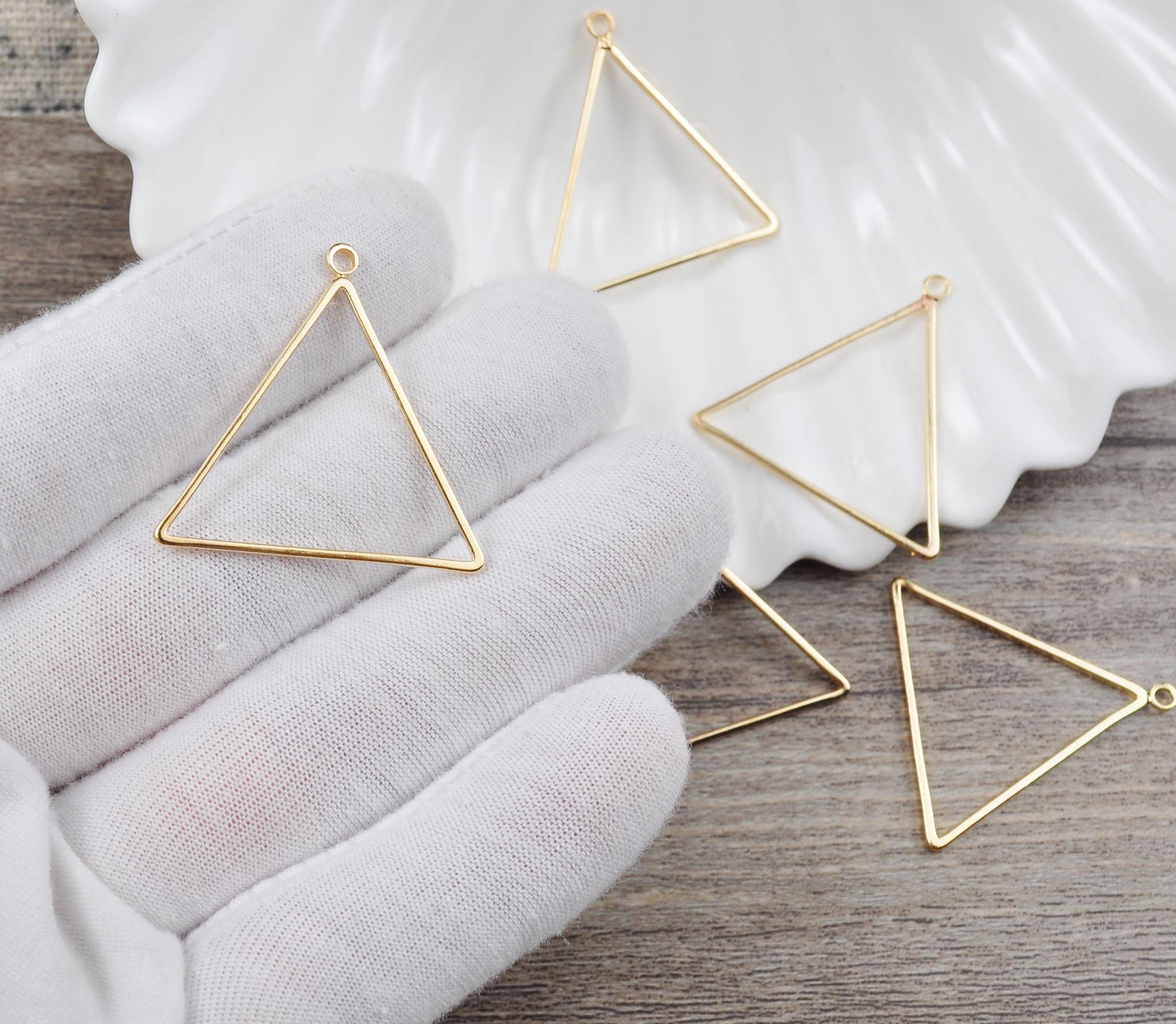 20pcs/50pcs KC Gold Triangle Earring Charms,brass Triangle Shaped ...