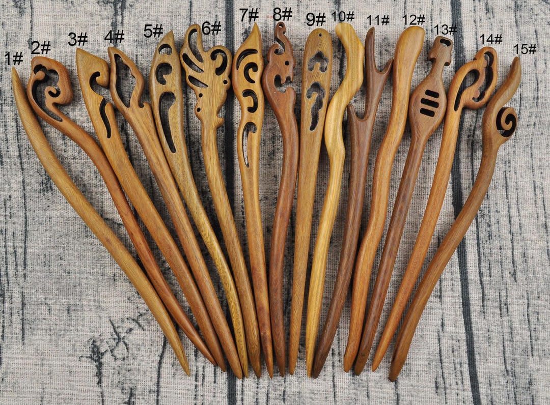 1-10pcs Vintage Hair Pin,high Quality Wood Hairpin,carved Wooden Hair ...