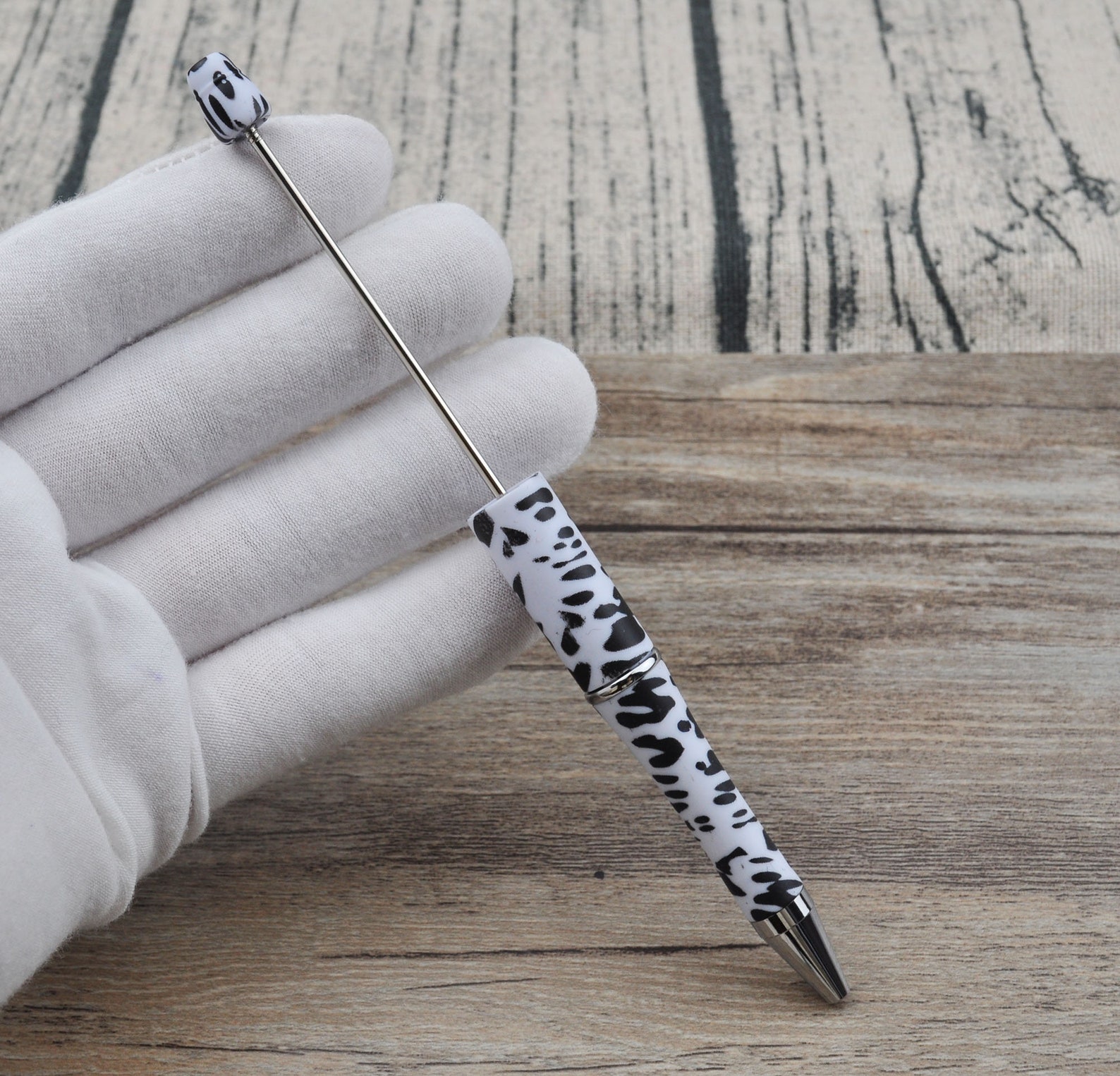 1-10pcs Leopard Beadable Pens,leopard Printed Beadable Pens,diy Plastic ...