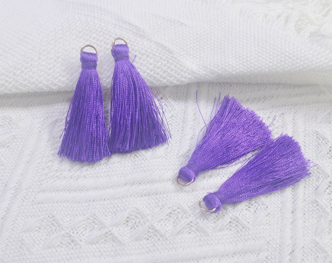 New Tassels! 20pcs 4cm Purple Silky Thread Tassels With Ring,mini ...