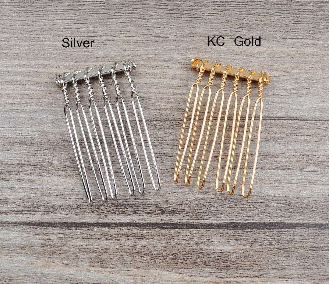 6 Tooth Metal Hair Comb,blank Metal Comb,veil Comb,kc Gold/silver Metal ...