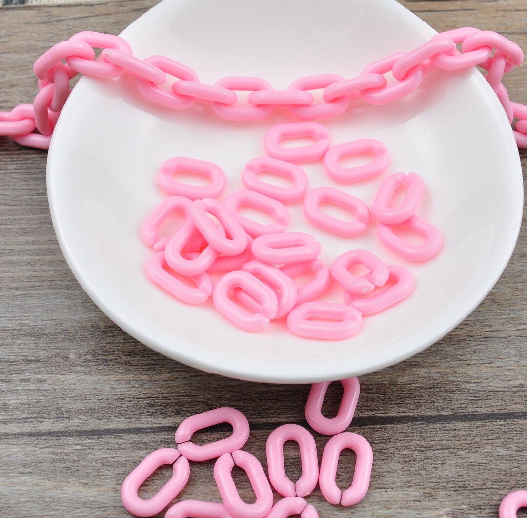 Small Plastic Link Chain,acrylic Curb Chain Links,light Pink Oval ...