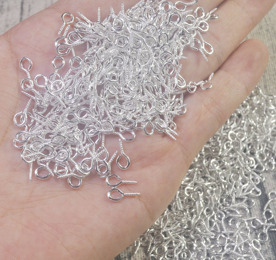 100, 300, 500 Pieces Tiny Silver Eye Screws for Pendants, Screw Eye ...
