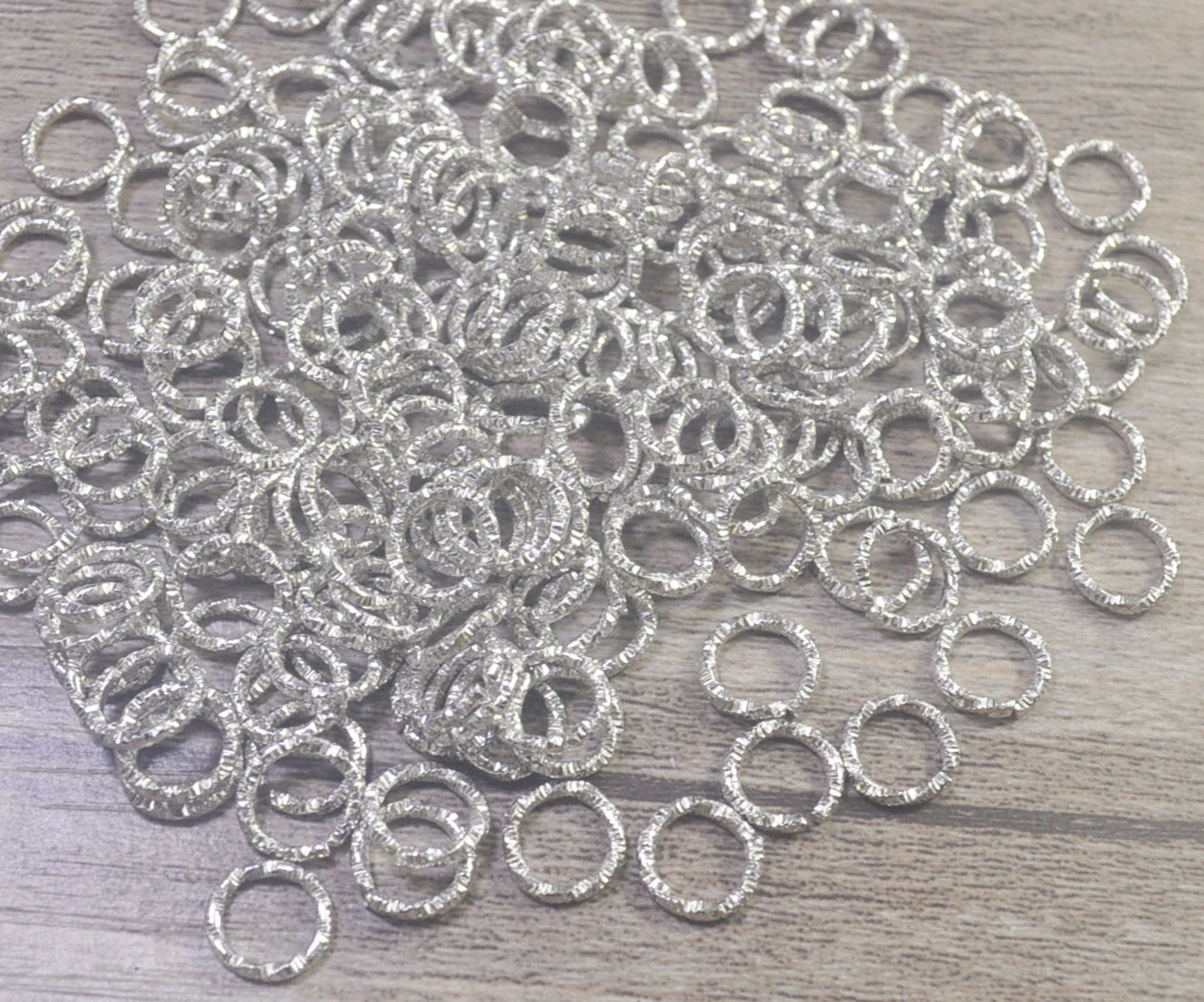 Jump Rings,40-500pcs Textured Open Jumprings,8x1.2mm Rhodium Metal Jump ...