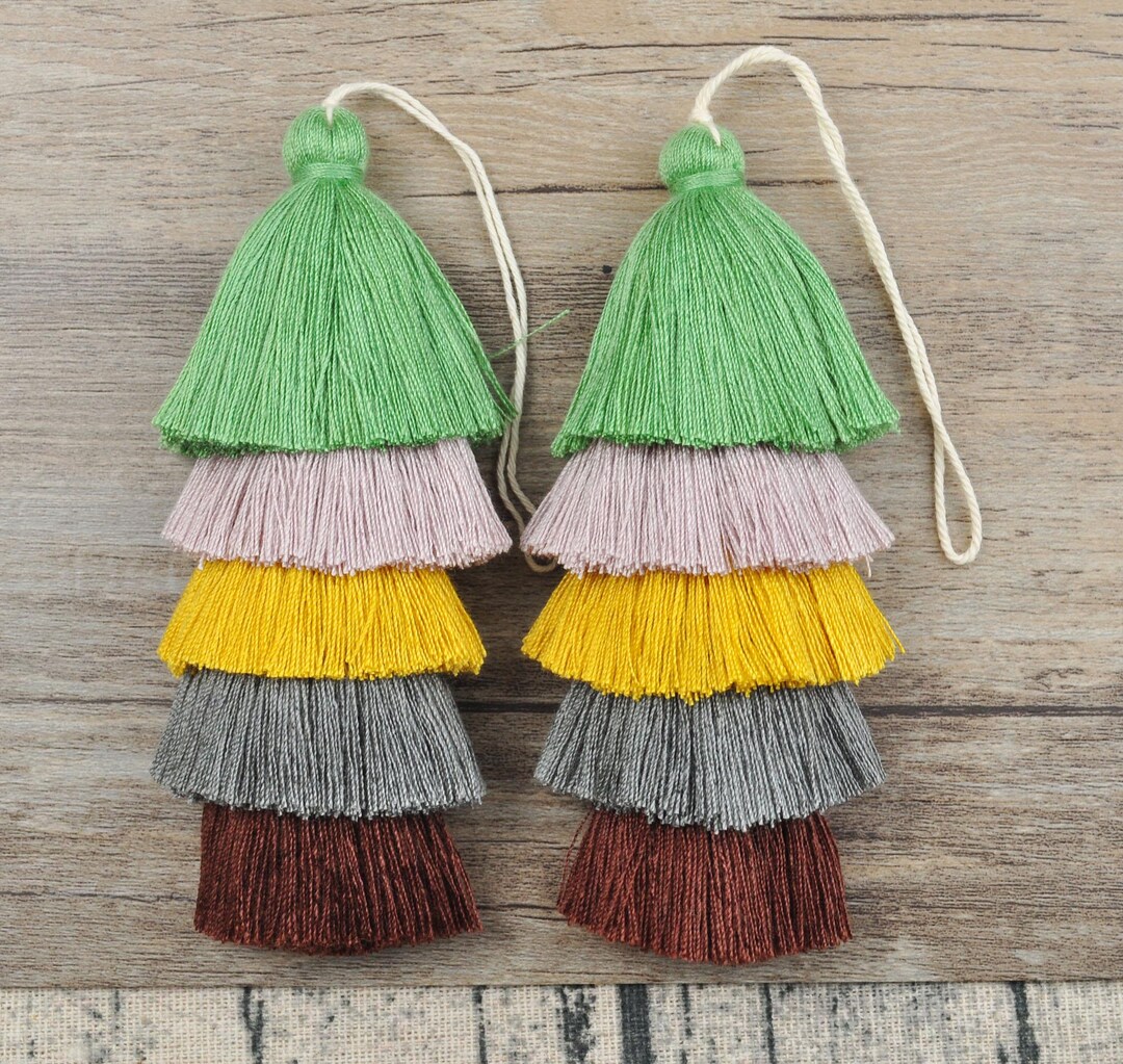 Five Layered Cotton Tassel With Loop，1-100pcs Ombre Tote Tassel ...