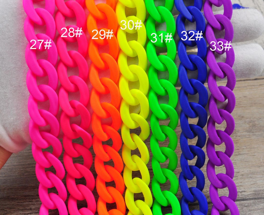 Plastic Link Chain, Bright Color Acrylic Curb Chain Links,flat Twist ...