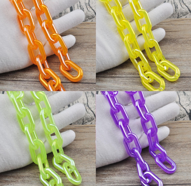Large Acrylic Curb Chain Links，open Link，uv Colors Plastic Chain Links ...