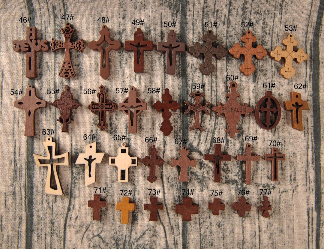 20pcs Cross,32 Different Wood Cross,wooden Cross Beads,cross Pendant ...