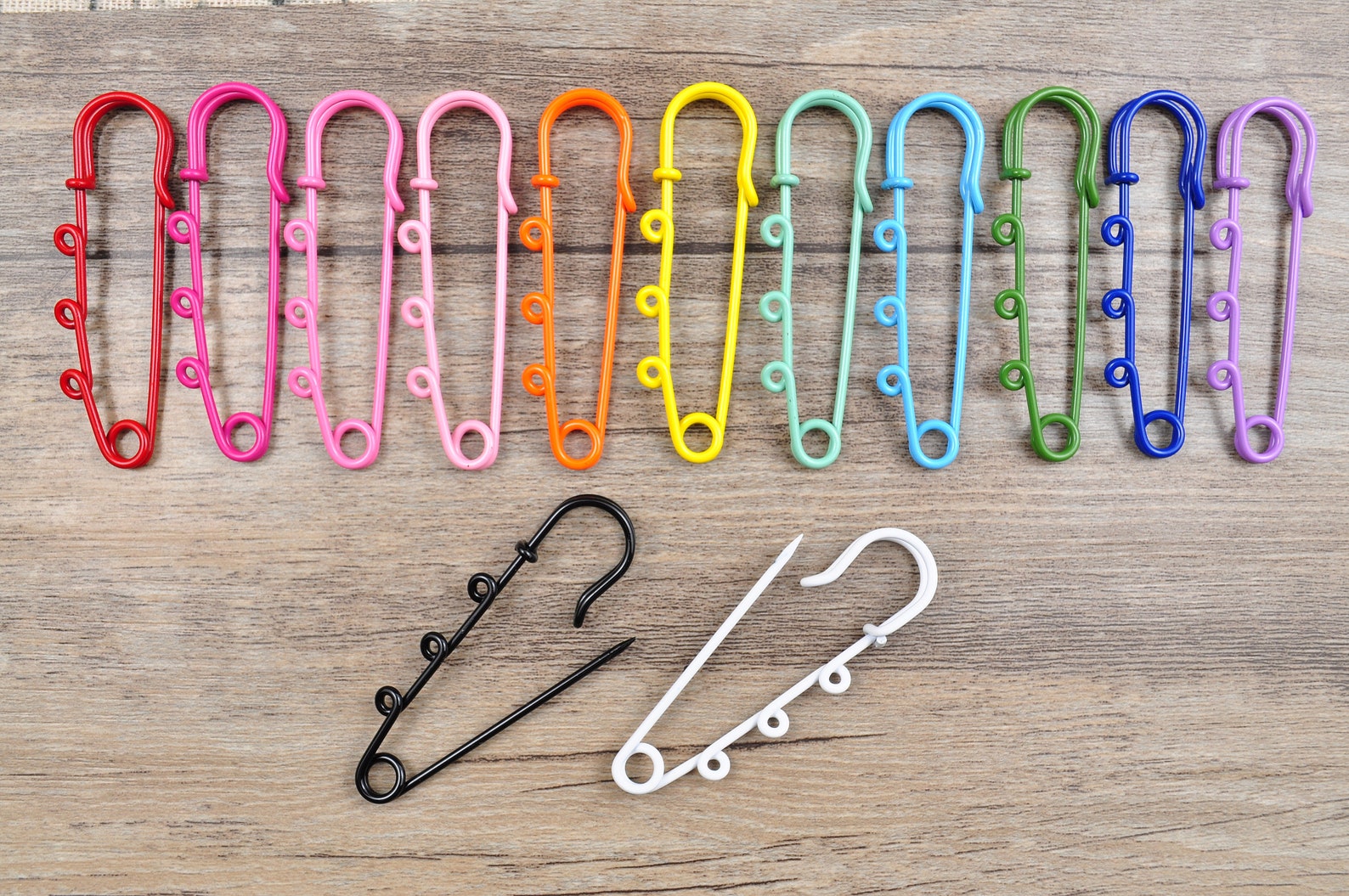 10pcs 60mm Colorful 3 Loop Kilt Pin Safety Pins Brooch Blank Base ...